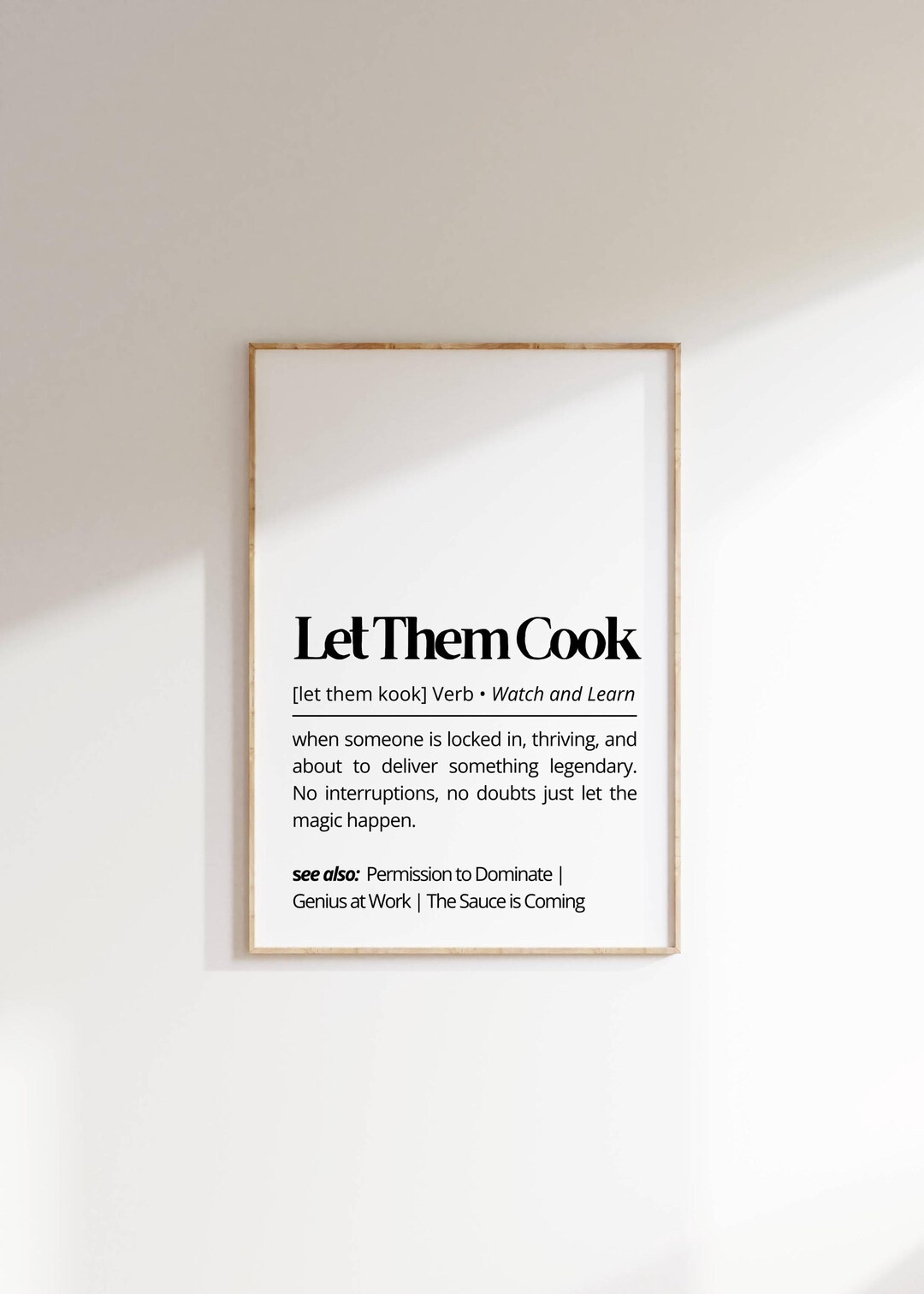 Let Them Cook Definition Wall Art Funny Gift for Her or Family Kitchen ...