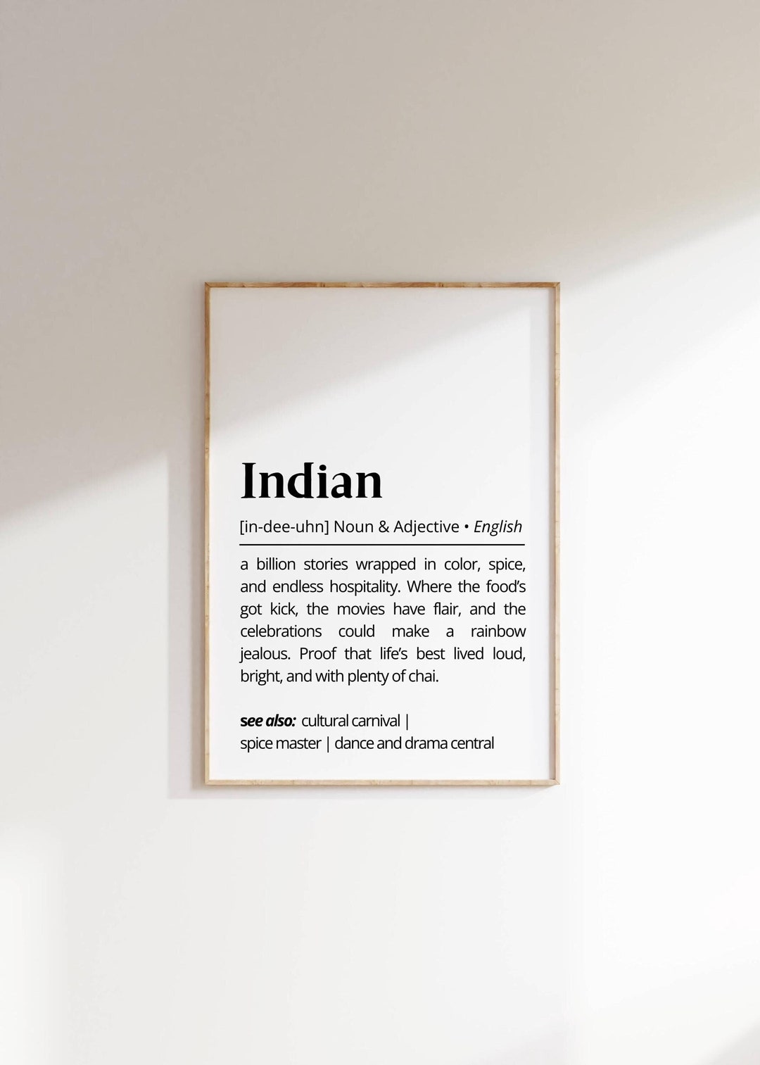 Indian Definition Wall Art Print Colorful Cultural Poster Indian ...