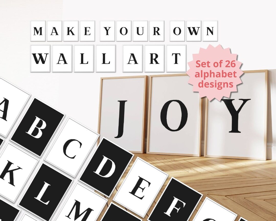 Alphabet Home Decor Wall Art Set of 26 Prints Gift for Her Printable ...