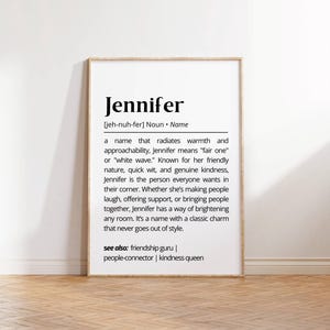 Jennifer Name Definition Wall Art Personalized Jennifer Name Meaning ...
