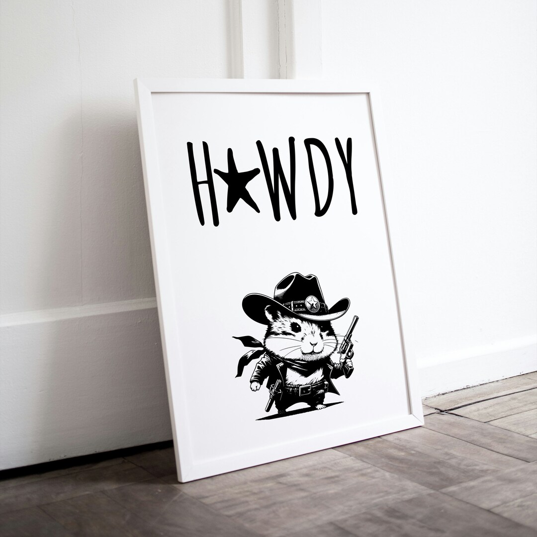 Howdy Poster, Howdy Cowboy, Cartoon Wall Art, Typography as Art, Howdy ...