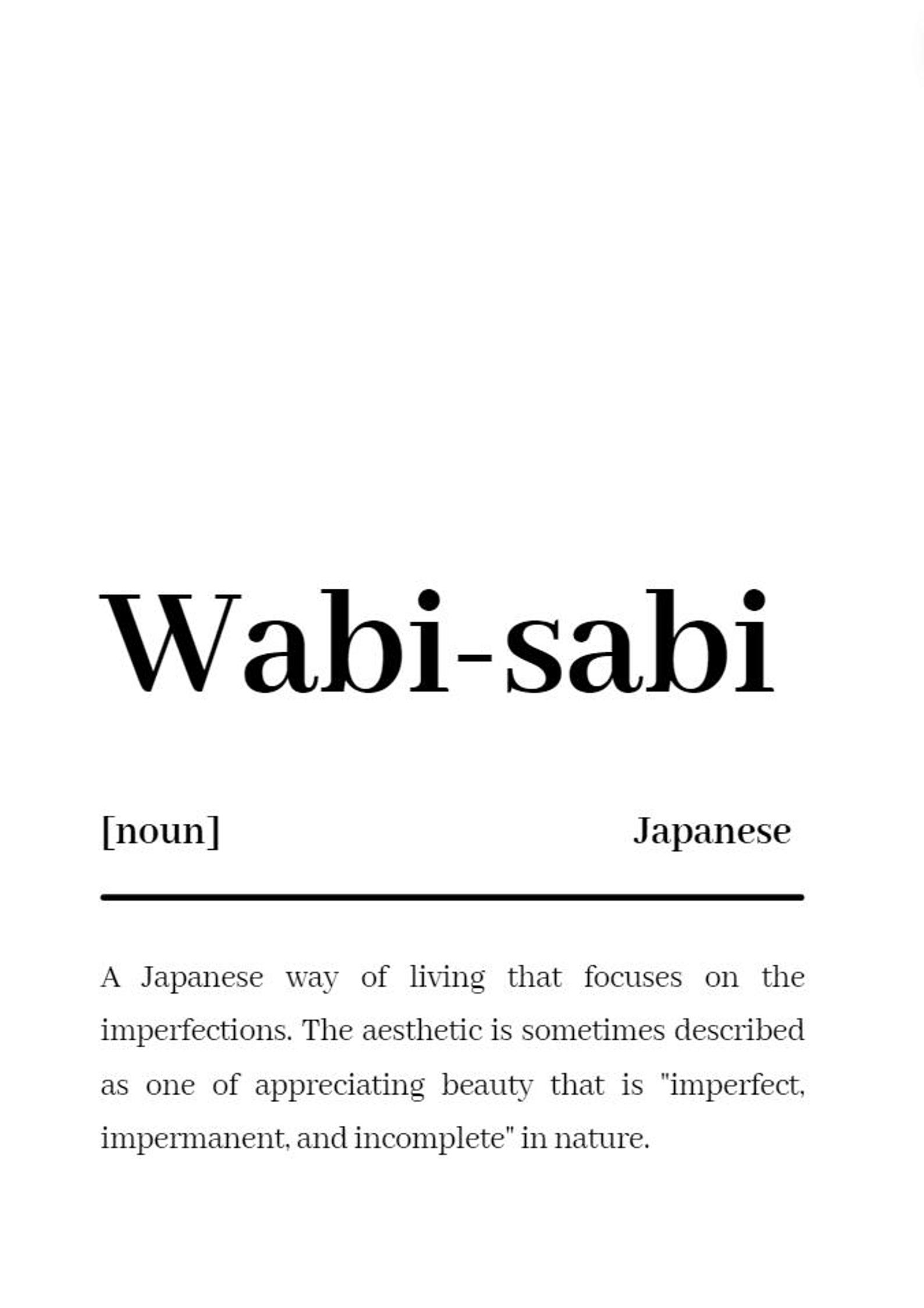 Wabi-sabi Definition Japanese Word Art Poster, Home Decor Art Print ...