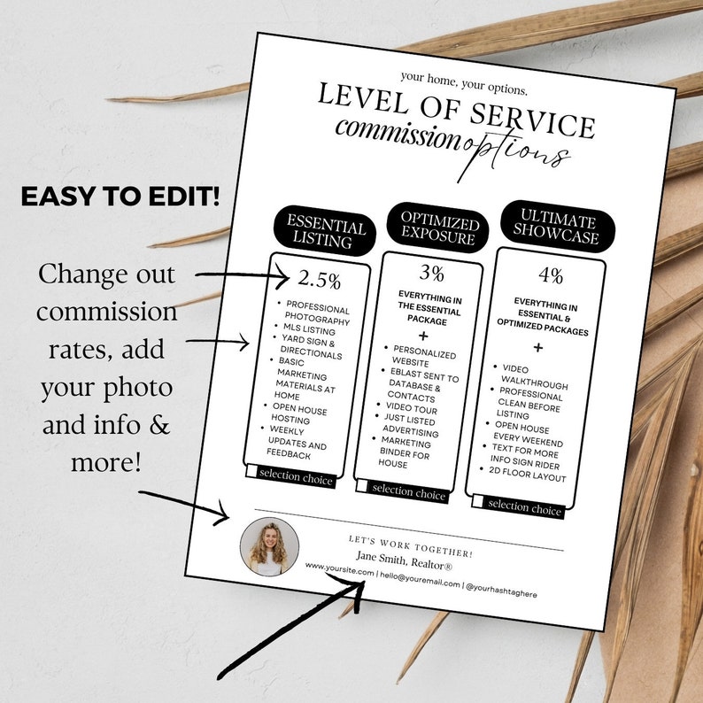 Real Estate Commission Sheet Template, Listing Presentation, Commission ...