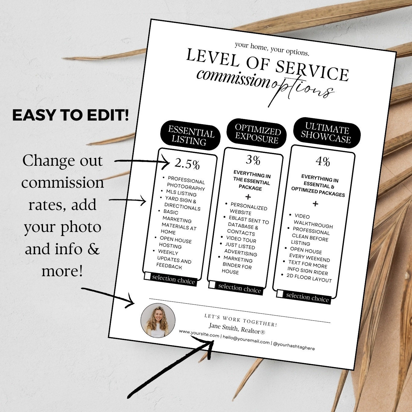 Real Estate Commission Sheet Template, Listing Presentation, Commission ...