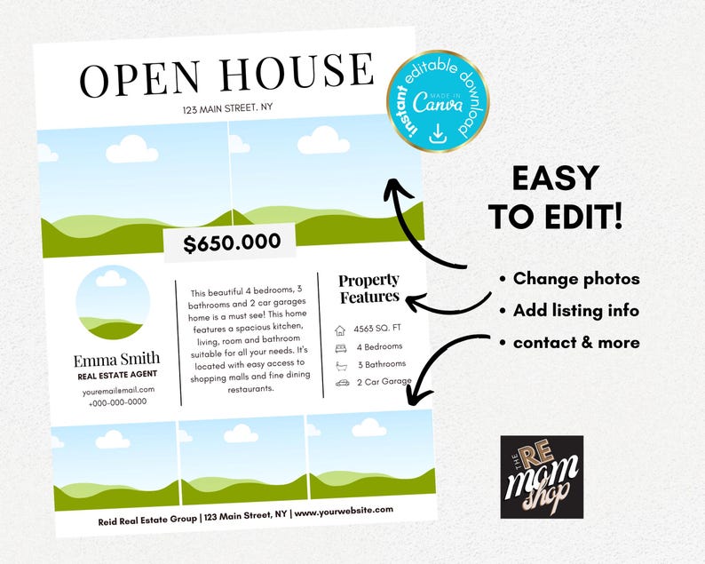 Modern Open House Editable Flyer Open House Marketing Canva Real Estate ...