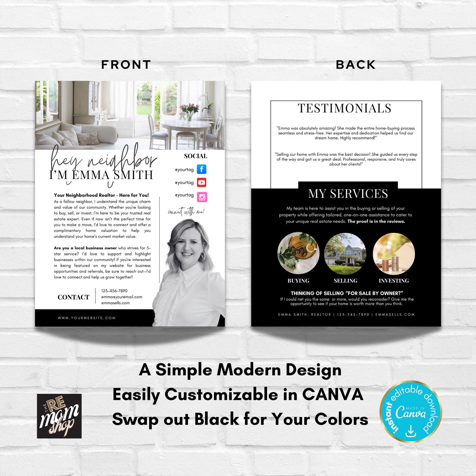 Editable Realtor Introduction Flyer Template, Modern Design (canva) - Etsy