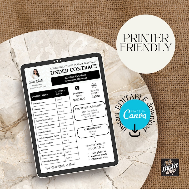Real Estate Under Contract Timeline | Buyer Checklist (canva Editable ...