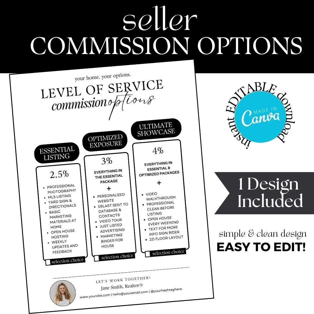 Real Estate Commission Sheet Template, Listing Presentation, Commission ...