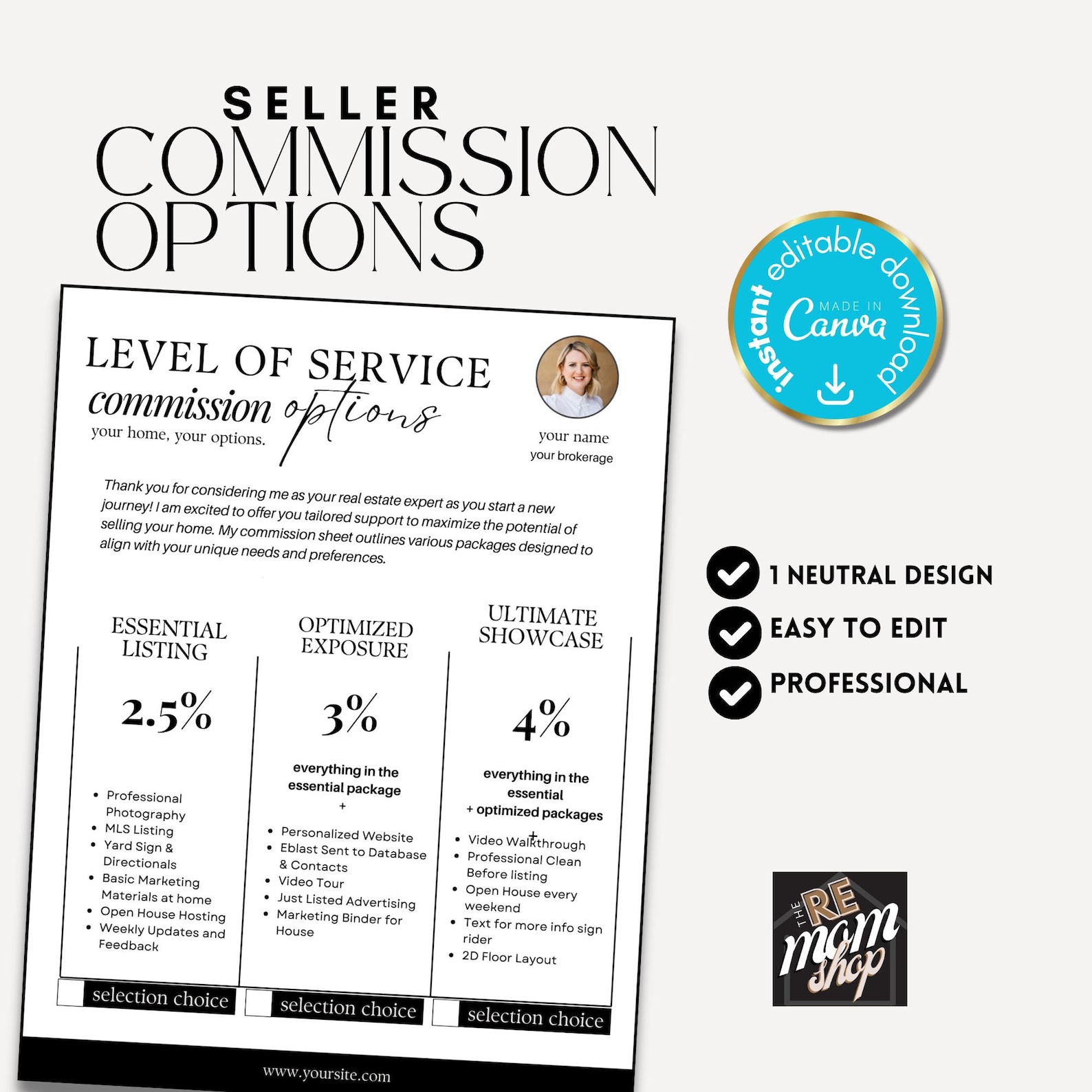 Real Estate Commission Sheet Template | Realtor Marketing (canva ...