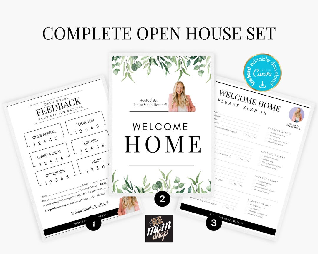 Real Estate Open House Template Set | Welcome Sign, Feedback Form ...
