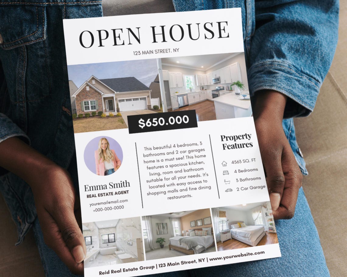 Modern Open House Editable Flyer Open House Marketing Canva Real Estate ...