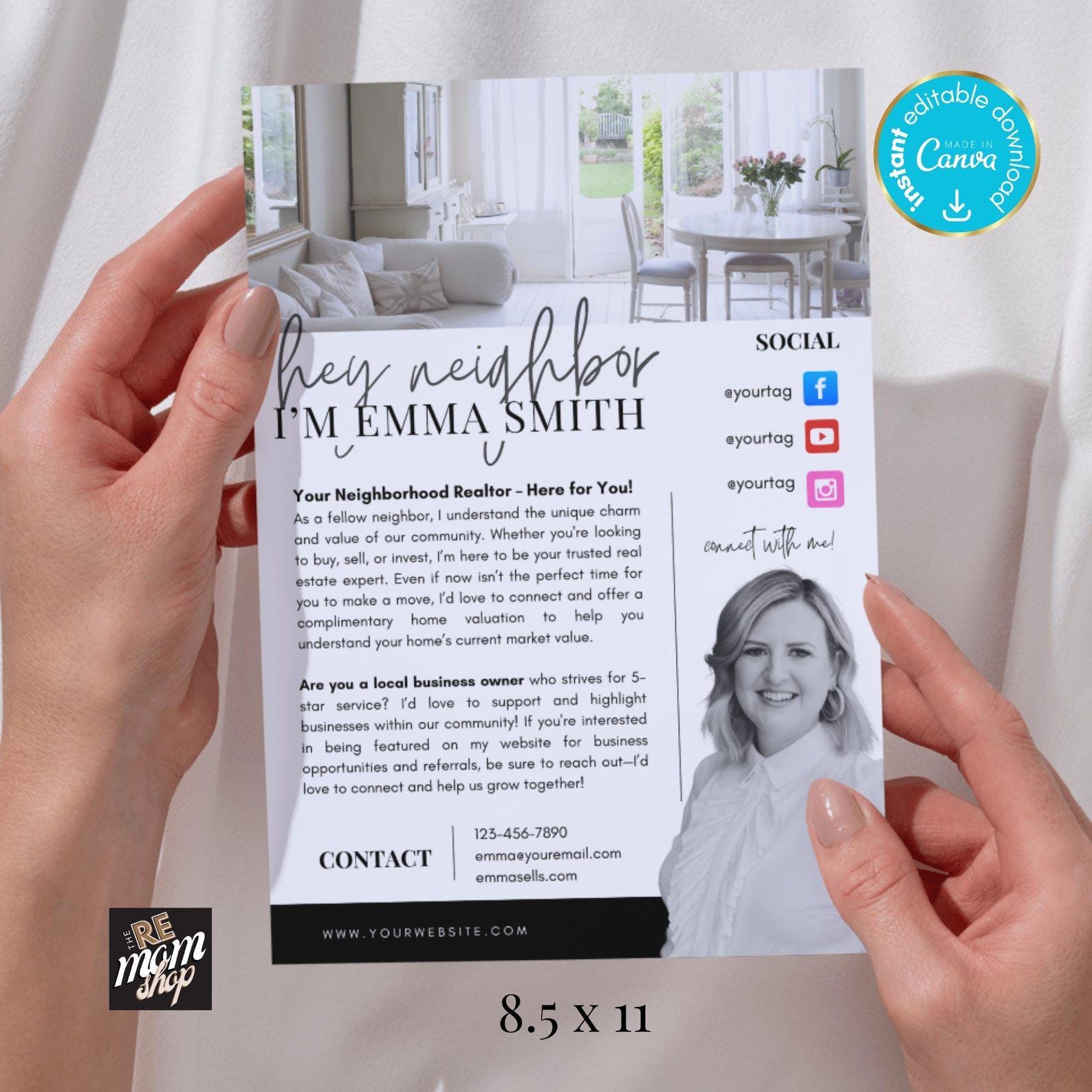 Neighborhood Realtor Flyer Template Editable Realtor Introduction ...