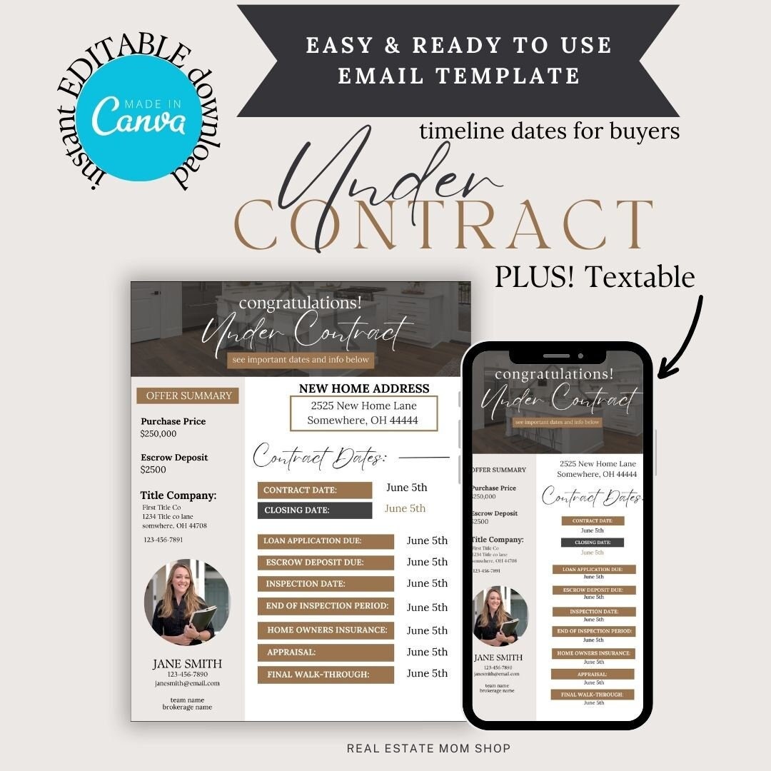 Under Contract Checklist for Real Estate | Real Estate Template | Real ...