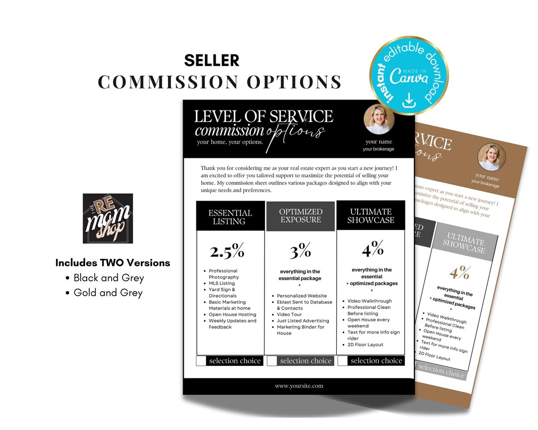 Real Estate Commission Sheet Template | Realtor Marketing (canva ...