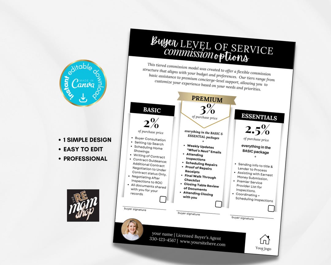 Real Estate Commission Sheet Template | Realtor Marketing, Canva Flyer ...