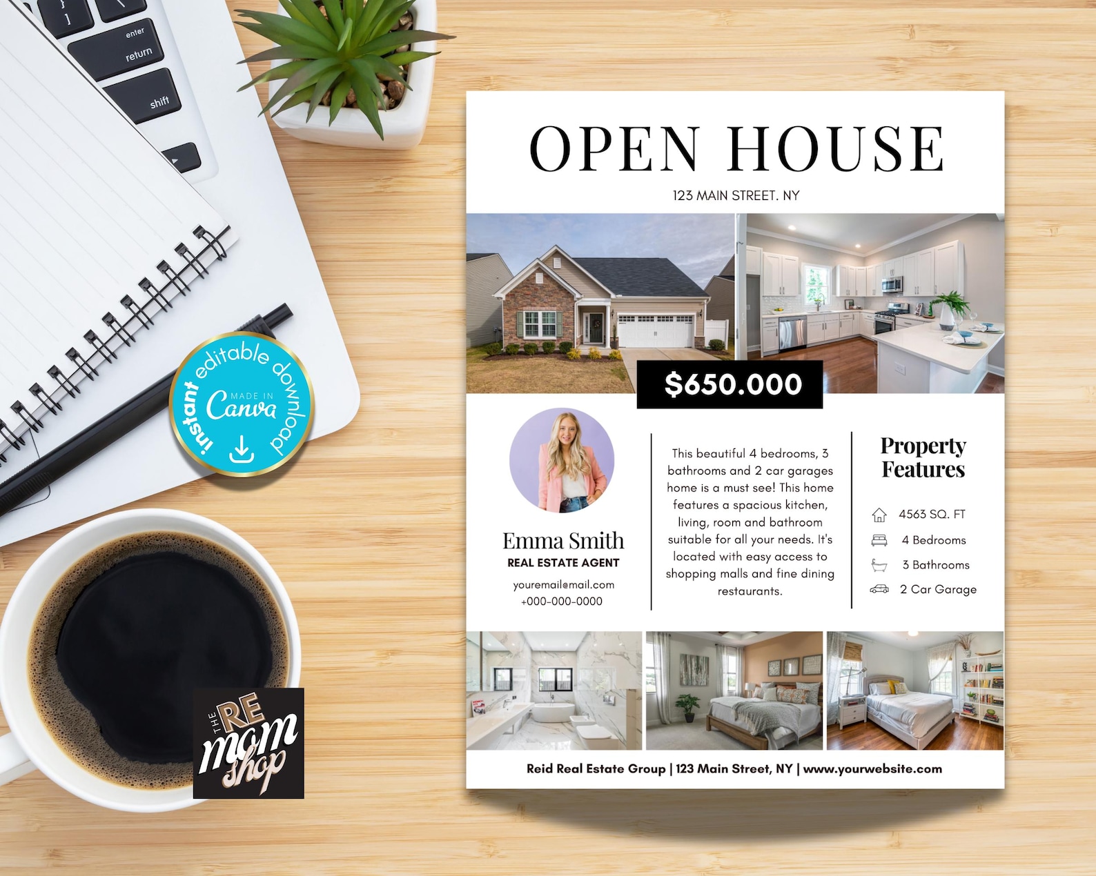 Modern Open House Editable Flyer Open House Marketing Canva Real Estate ...