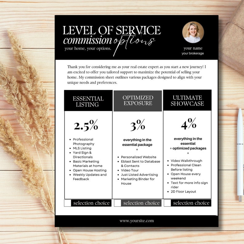 Real Estate Commission Sheet Template | Listing Presentation ...