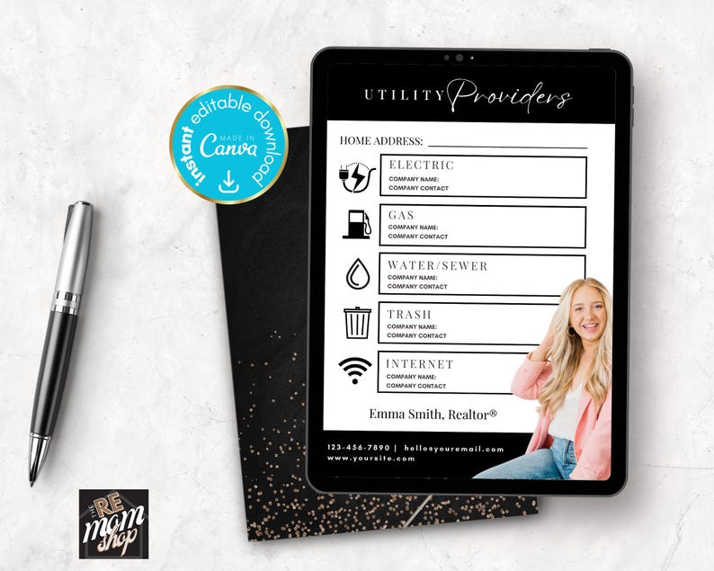 Editable Utility Provider Info for Realtors Utility Provider Template ...