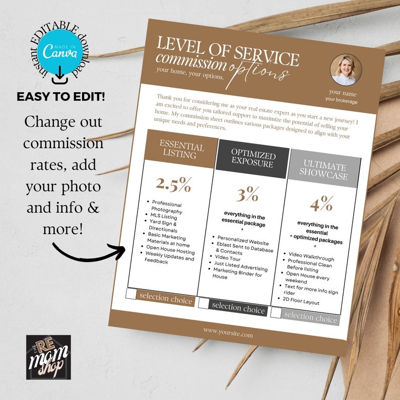 Real Estate Commission Sheet Template | Listing Presentation ...