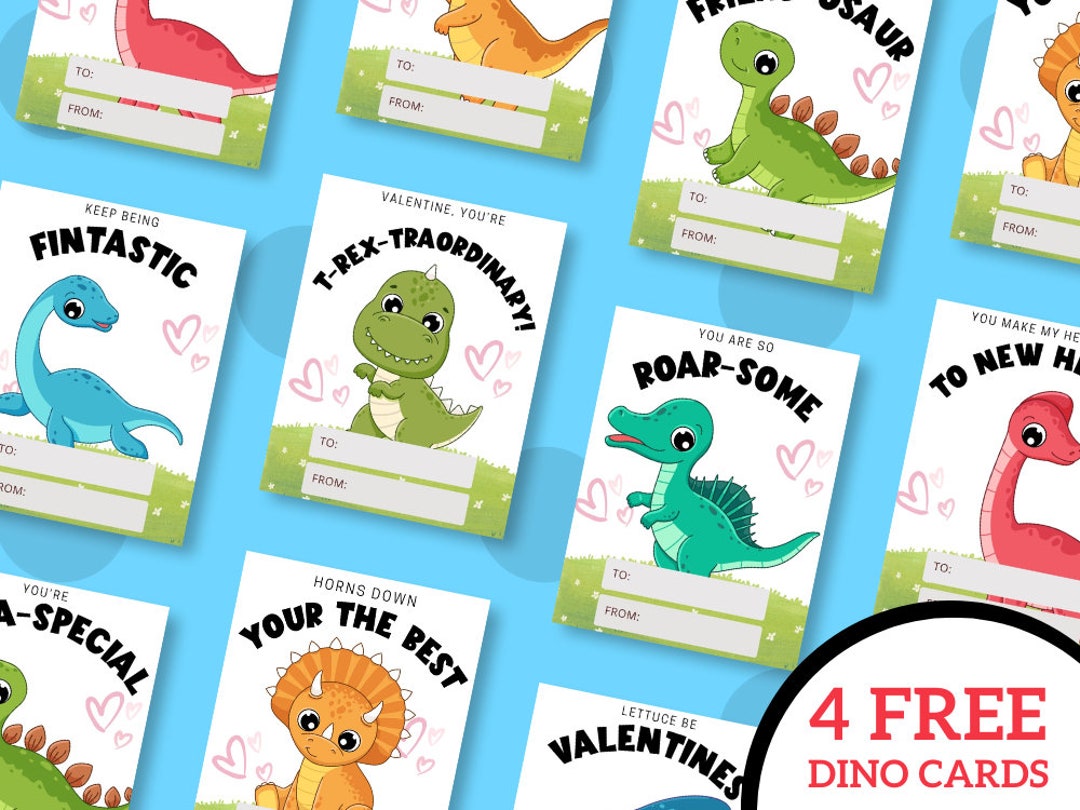 Dinosaur Printable Valentine Cards | Dinosaur Valentine Cards | Gender ...