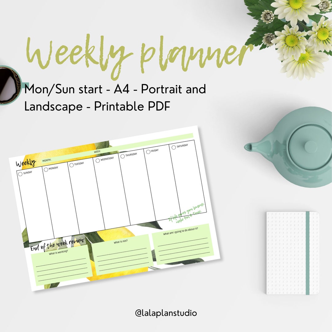 Printable Weekly Planner, Landscape and Portrait, Weekly Schedule, Week ...