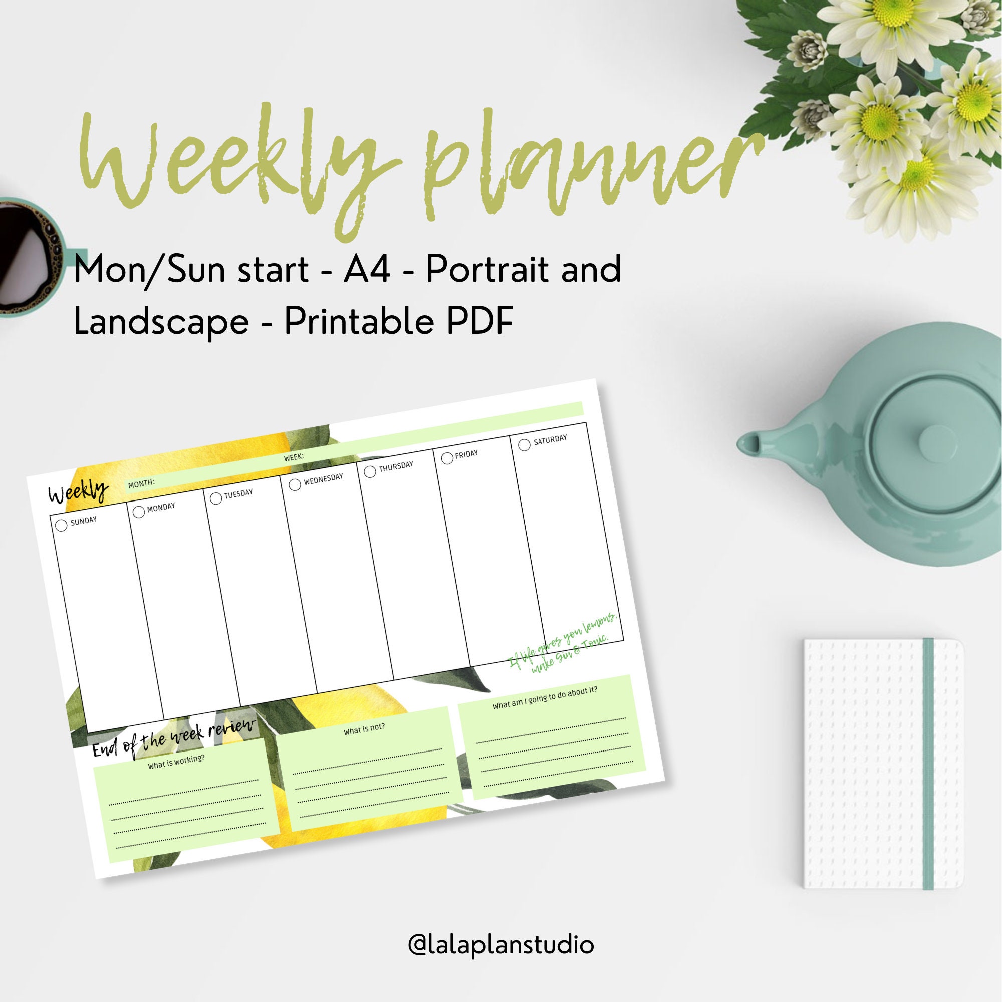 Printable Weekly Planner, Landscape and Portrait, Weekly Schedule, Week ...