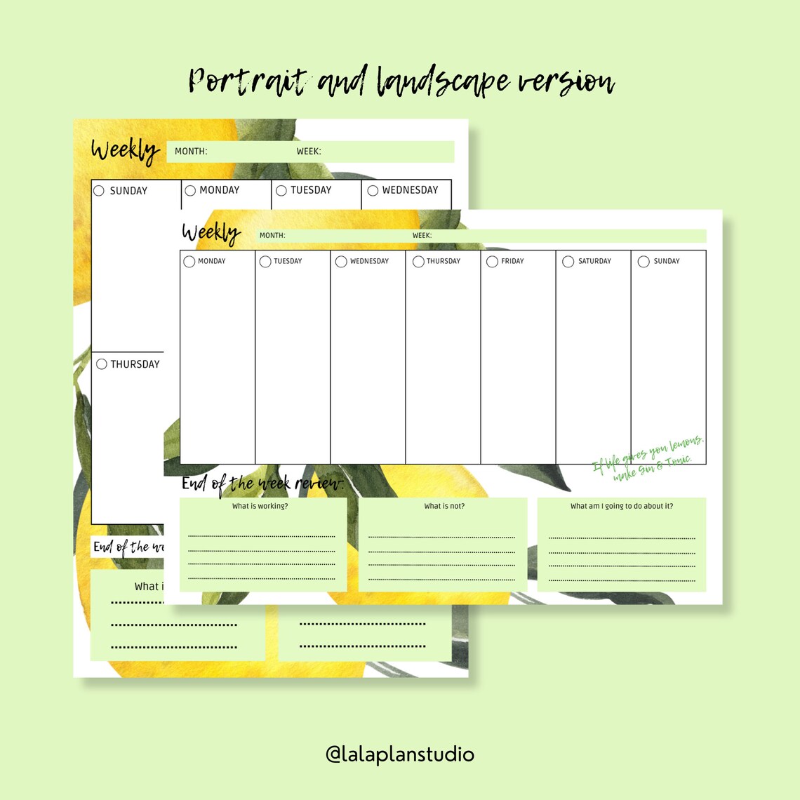 Printable Weekly Planner, Landscape and Portrait, Weekly Schedule, Week ...