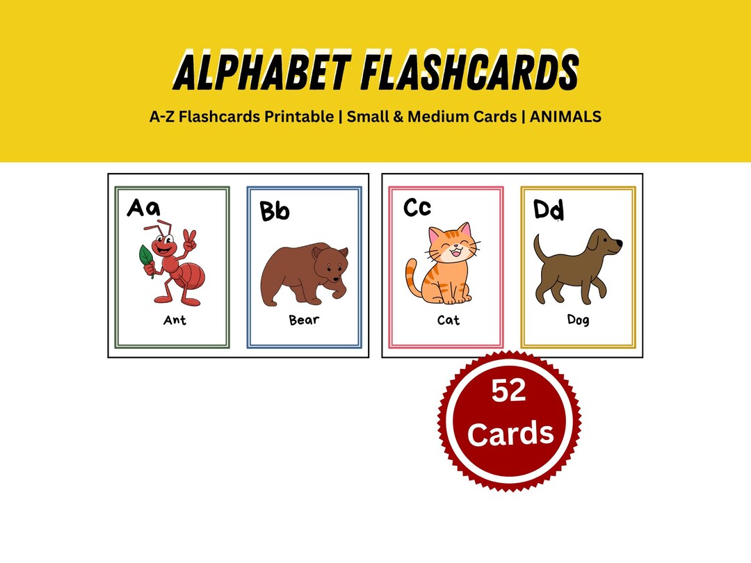 A-Z Alphabet Flashcards Printable | Kids ABC Animals Educational ...