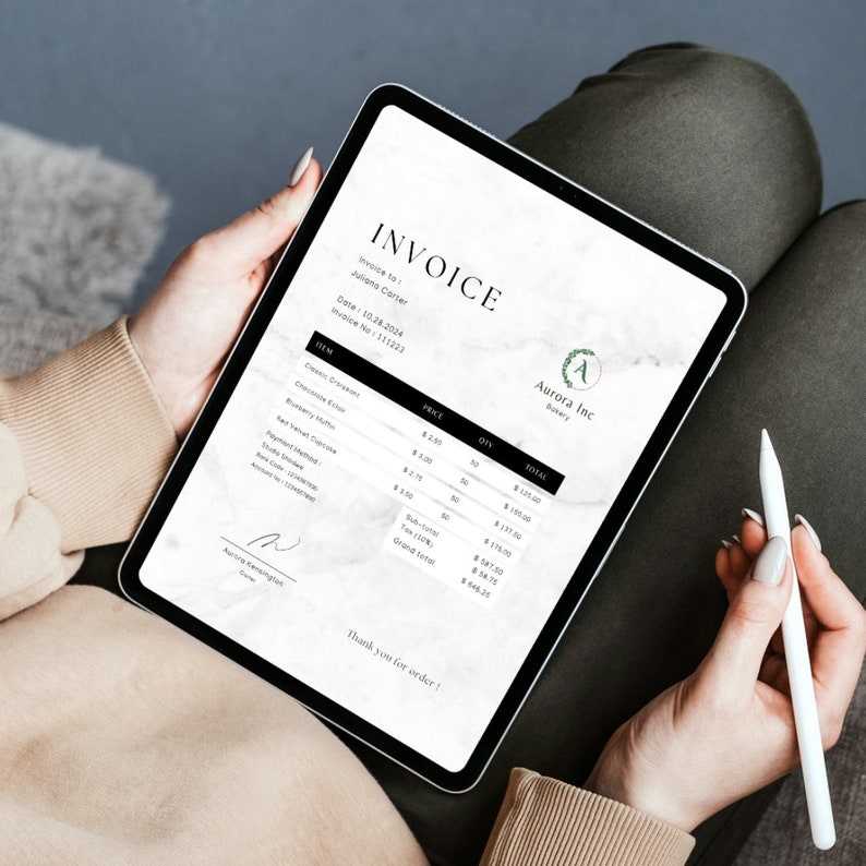 Luxury Marble Business Invoice Template, Minimalist Invoice, Modern ...