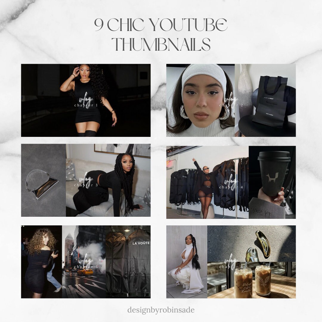 9 Chic Vlog Youtube Thumbnails, Minimalist Thumbnails, Customizable in ...