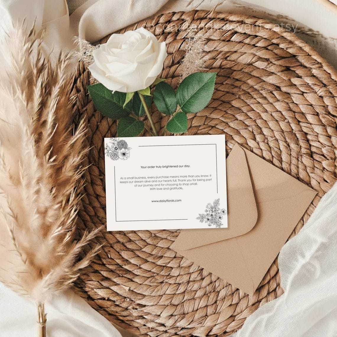 Editable Beige Floral Thank You Cards | Elegant Canva Template, Minimal ...