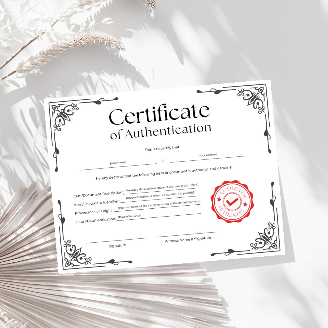Certificate of Authentication Template, Certificate of Completion ...