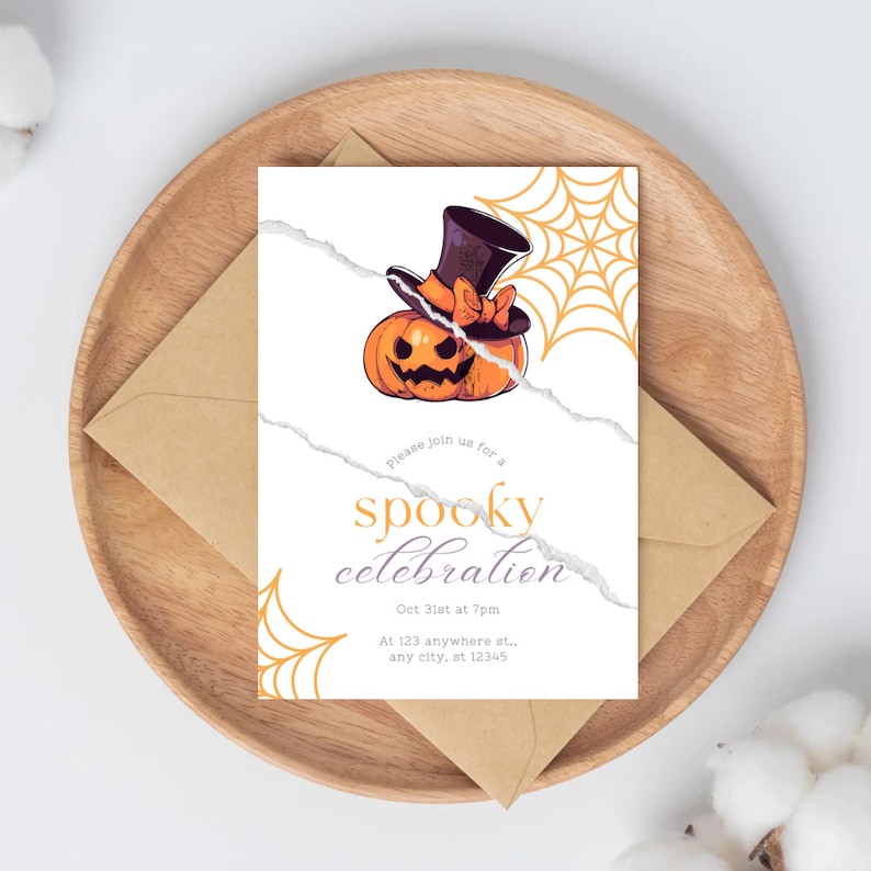 Spooky Halloween Invitation Template, Party Template, Editable Canva ...