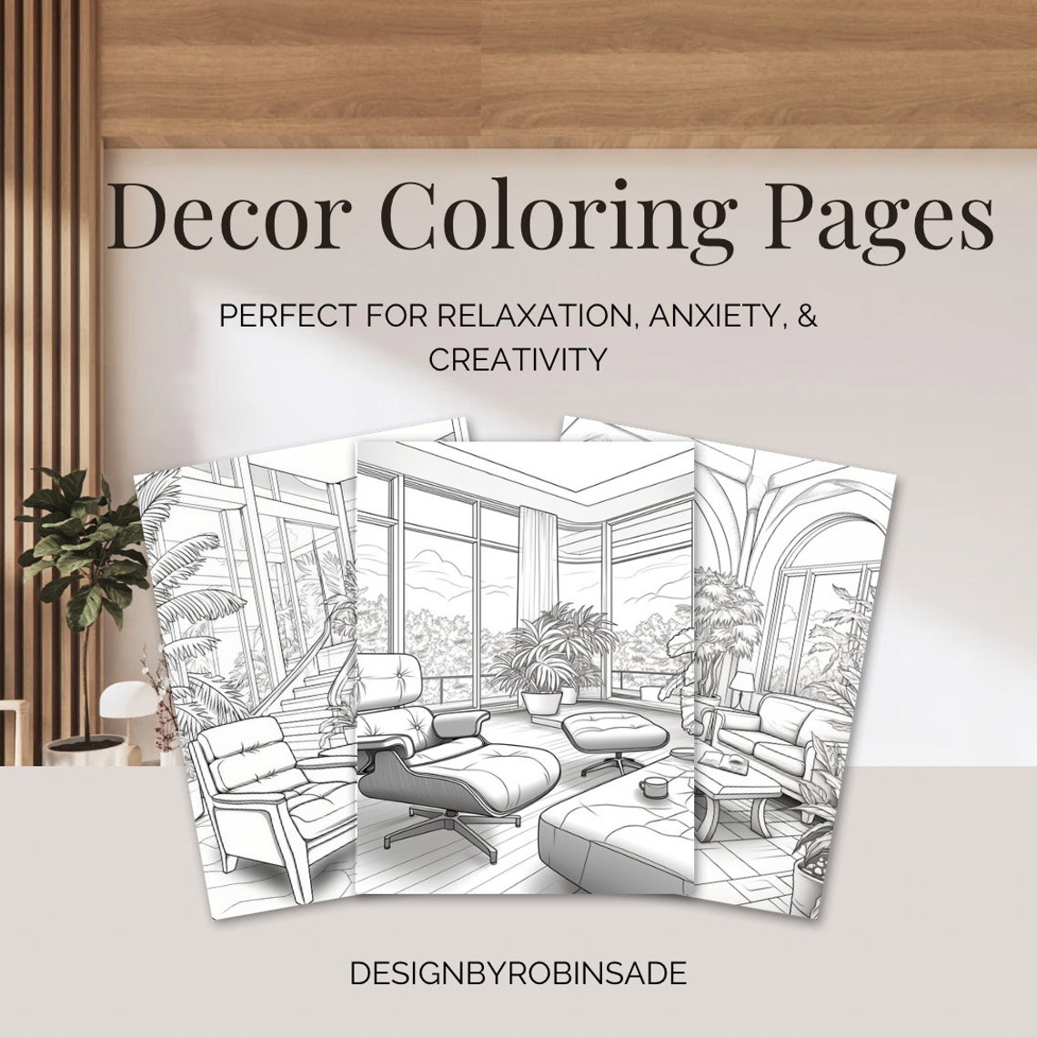 25 Page Decor Coloring Templates for Relaxation, Anxiety Relief ...