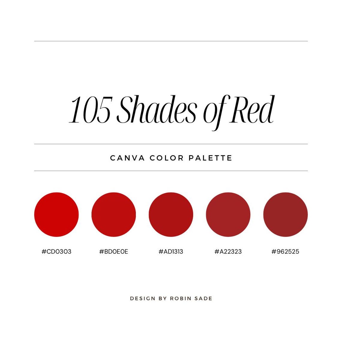 105 Shades of Red Palette Colors for Canva, Design, Artists, Branding ...