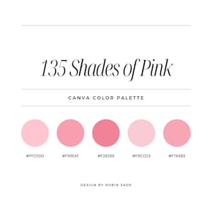 135 Shades of Pink Palette Colors for Canva, Design, Artists, Branding ...