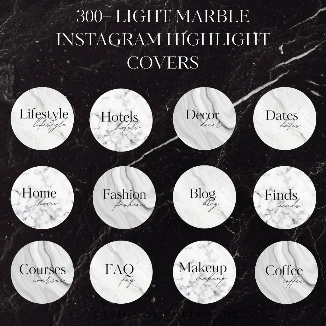 300+ Light Marble Instagram Highlight Covers, Canva, Lifestyle ...