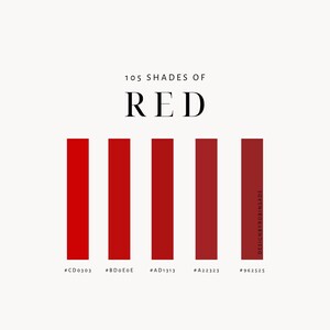 105 Shades of Red Palette Colors for Canva, Design, Artists, Branding ...