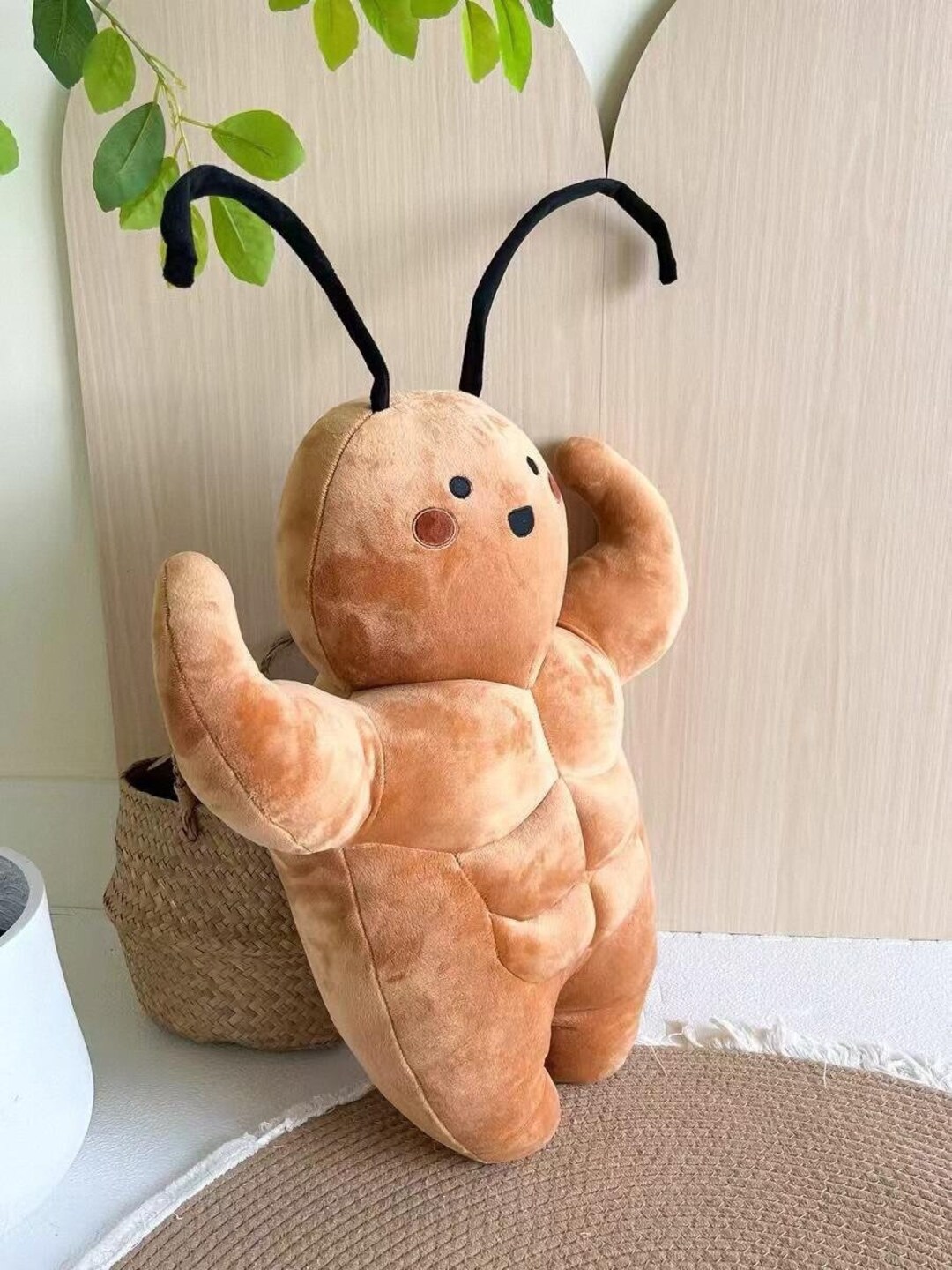 Fitness Master Plush Toy Brown Muscle Cockroach, Creative Funny ...