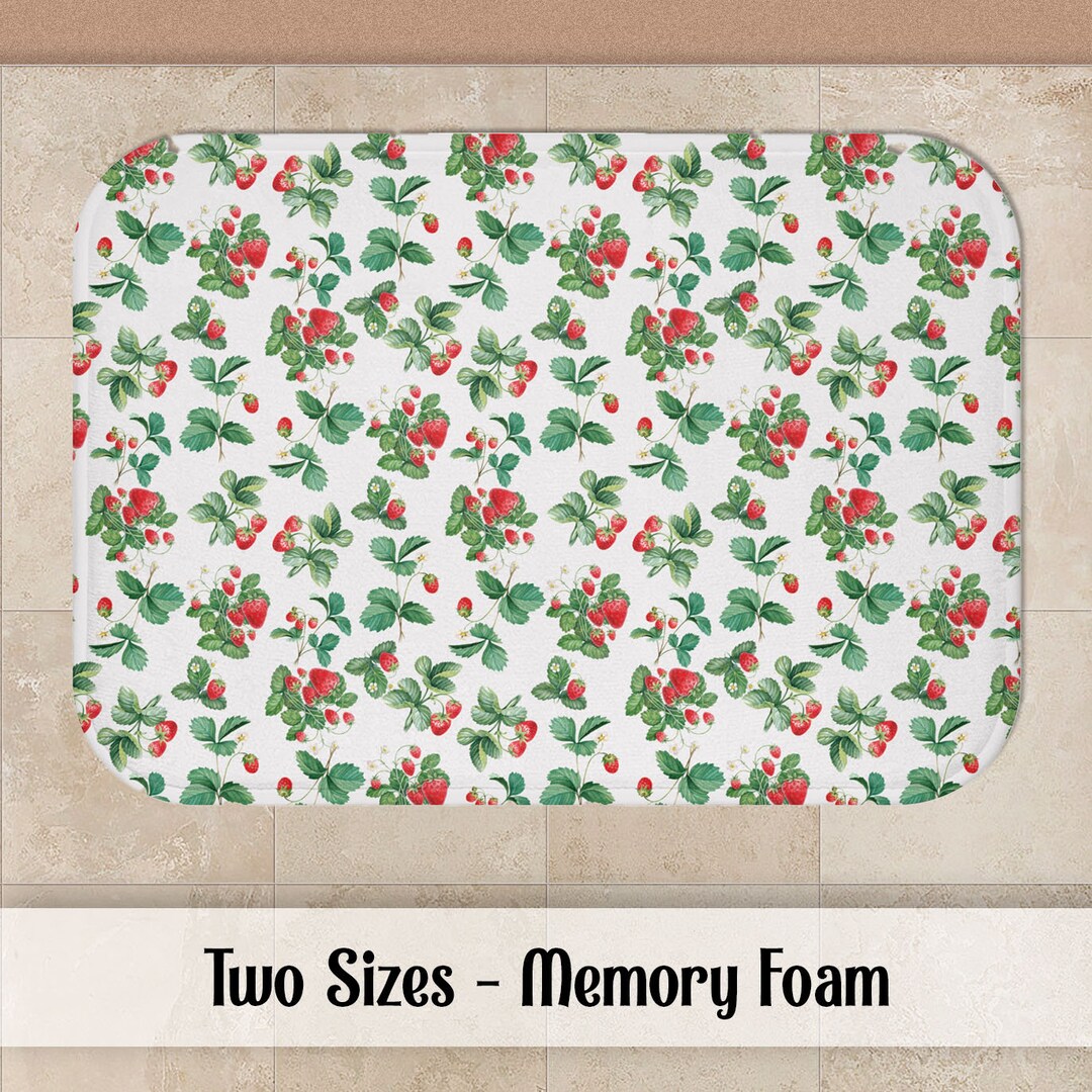 Strawberries Kitchen Mat - Strawberry Kitchen Rug - Cottagecore Home ...