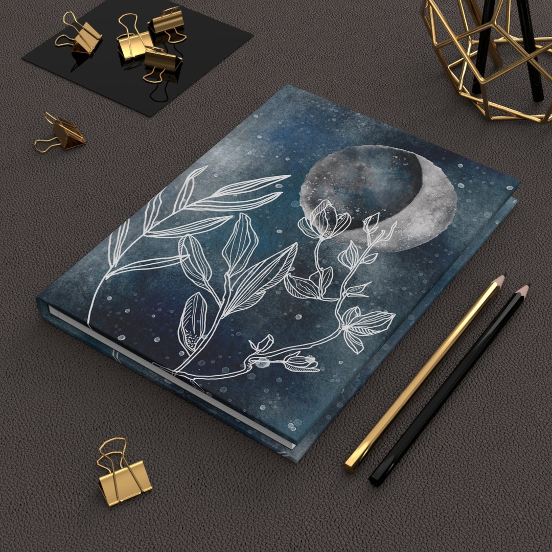 Moon and White Plants Journal - Goblincore Notebook - Etsy