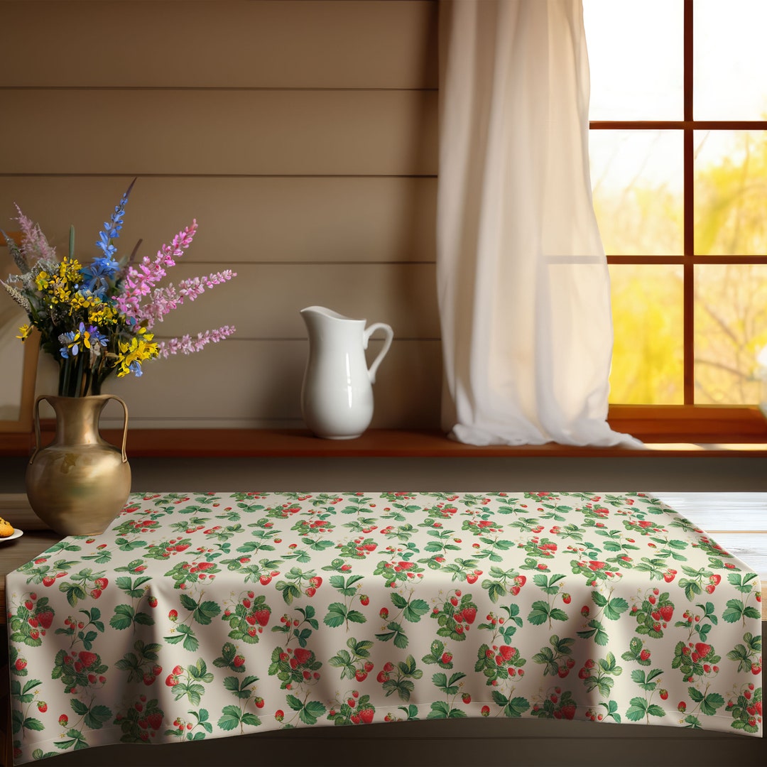 Strawberries Tablecloth - Cottagecore Home Decor - Farmcore, Farmhouse ...