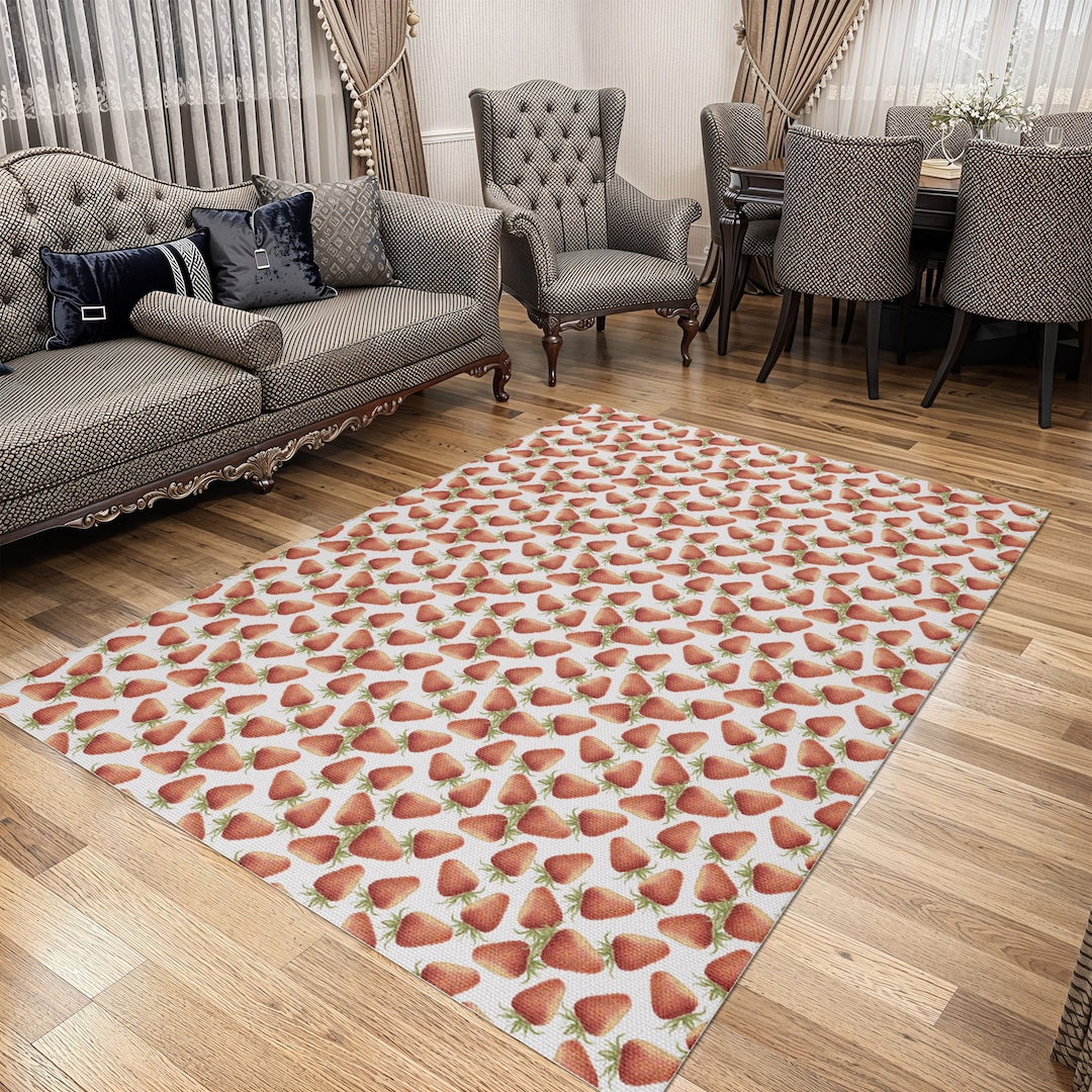 Strawberry Area Rug - Living Room Carpet - Cottagecore Home Decor ...