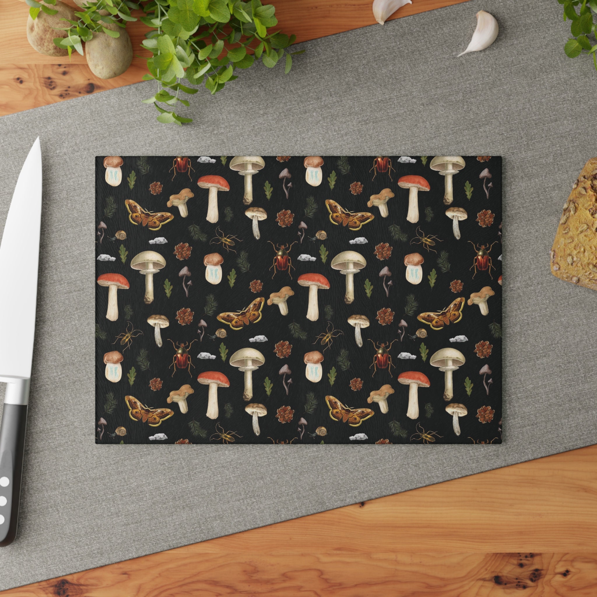 Mushroom Glass Cutting Board Cottagecore, Goblincore - Etsy