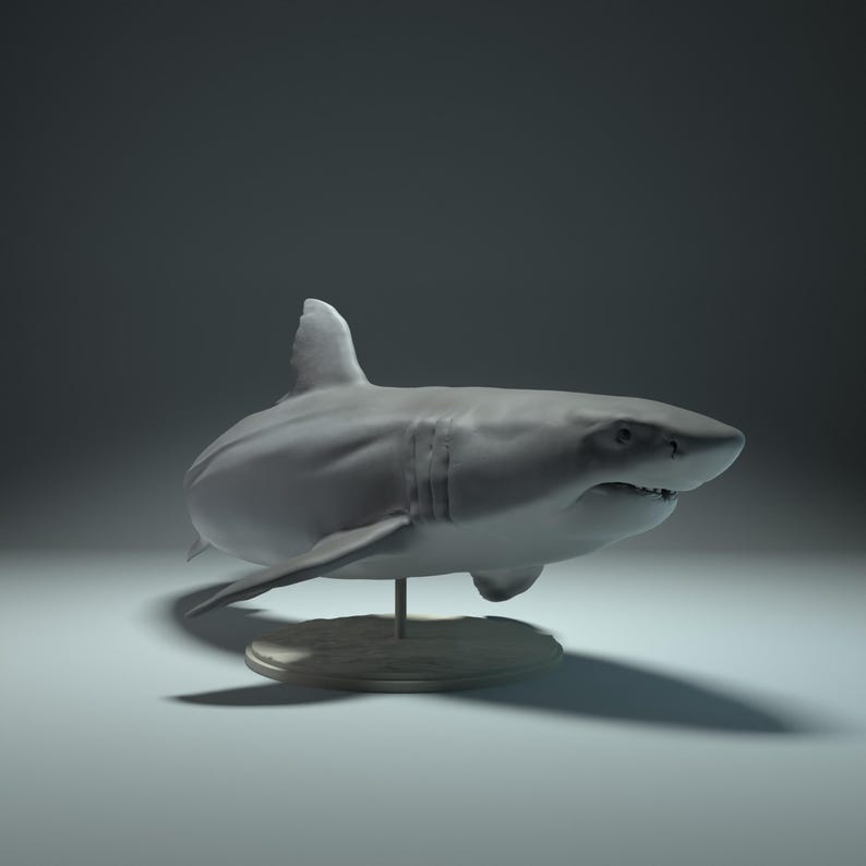 Great White Shark Breaching 3D STL Model – Realistic High-detail Ocean ...