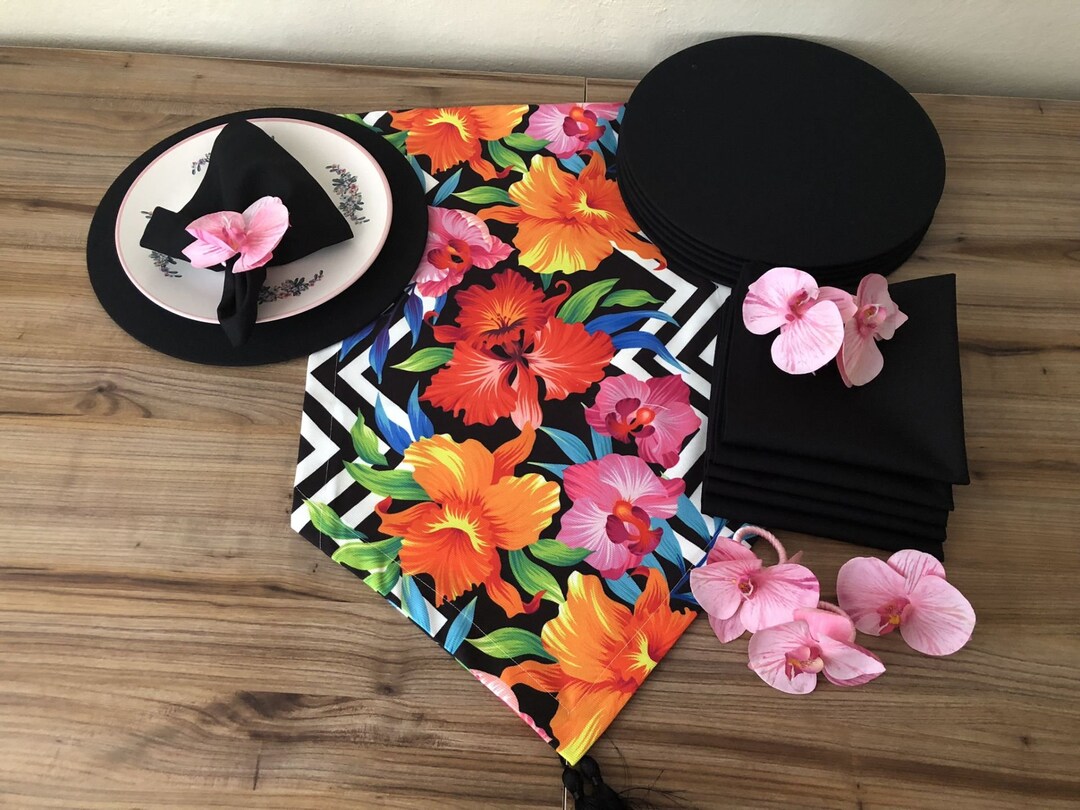 Tableware Presentation Set Colorful Flowers Patterned Set - Etsy