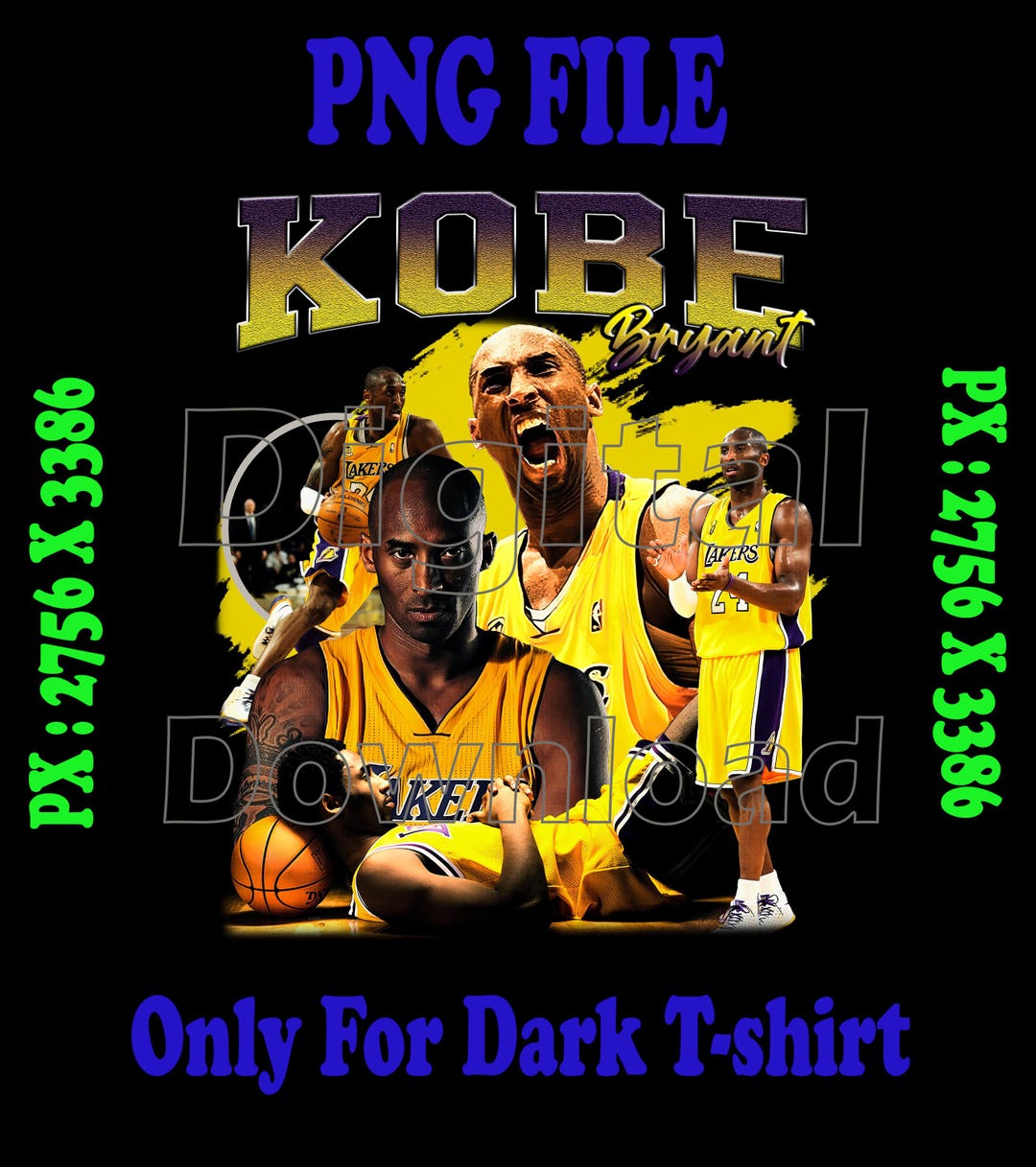 Kobe Bryant T Shirt Design PNG Instant Download - Etsy