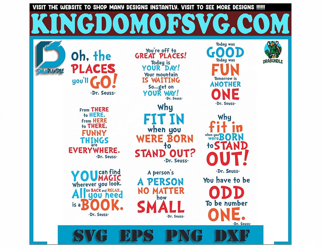 Dr. SEUSS SVG BUNDLE, Seuss Quotes, Dr. Seuss Day, Dr. Seuss Font Svg ...