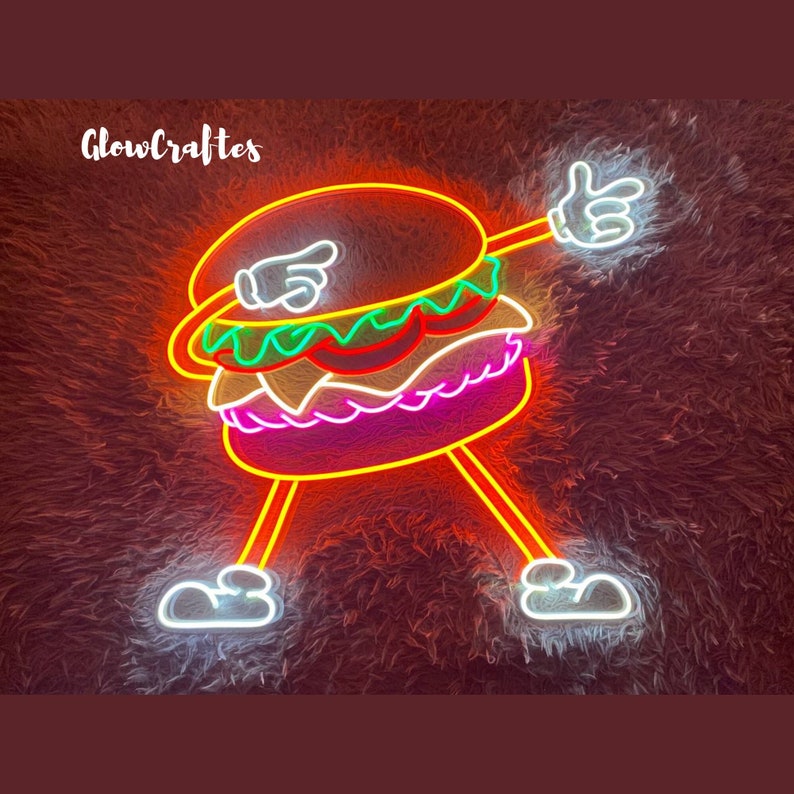 Cool Burger Neon Sign, Burger Led Sign, Restaurant Decor, Hamburger ...