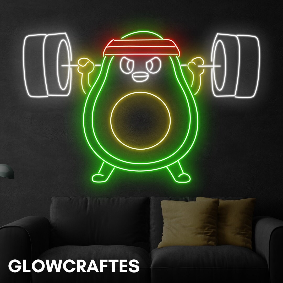 Avocado Lifting Neon Sign Avocado LED Sign Custom Neon Sign - Etsy